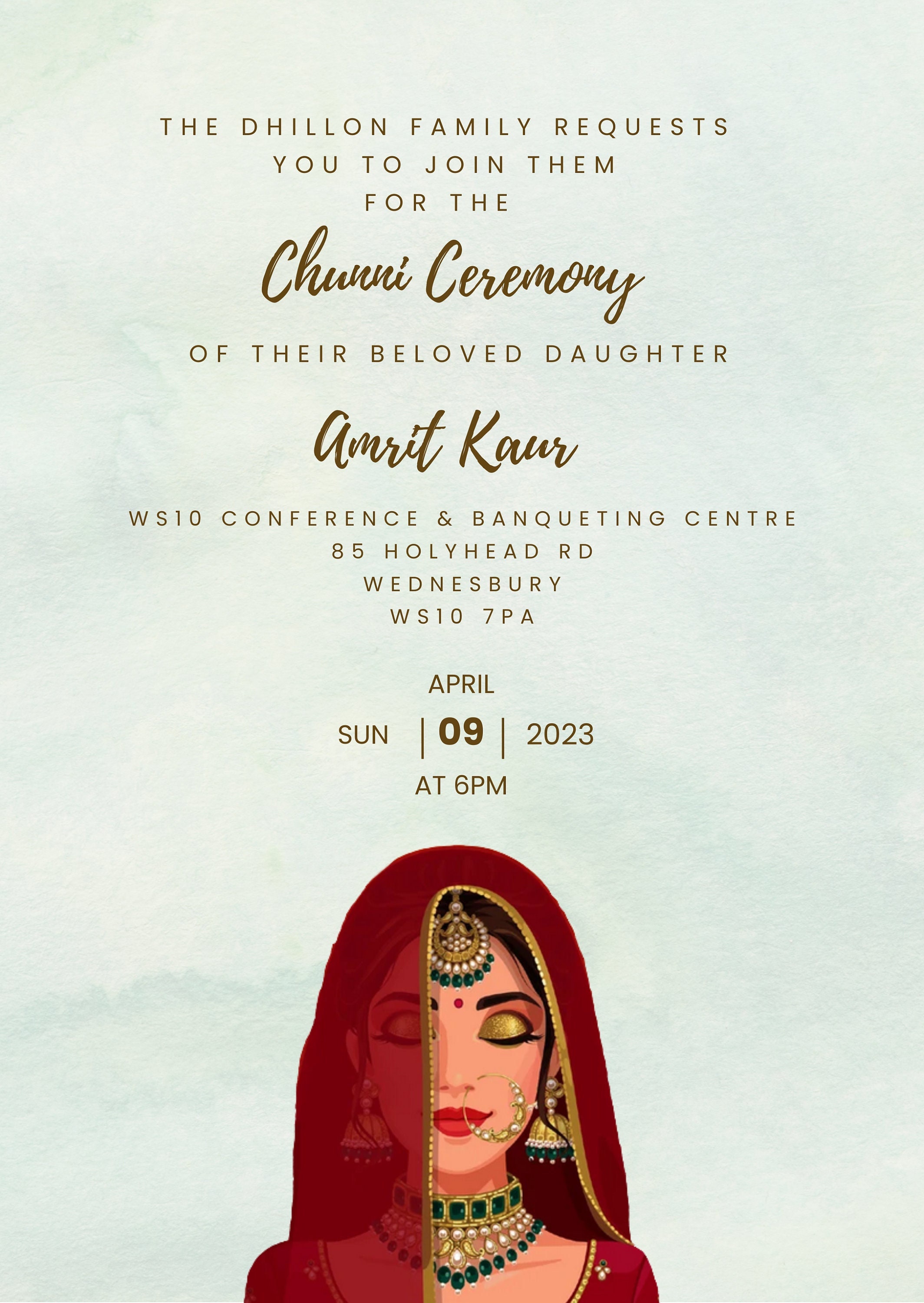 Chunni Invitations, Digital Chunni Invites, Chunni Ceremony Invitations ...