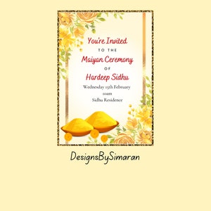 Maiyan Ceremony, Maiyan Invite, Haldi Template, Haldi Ceremony Invite ...