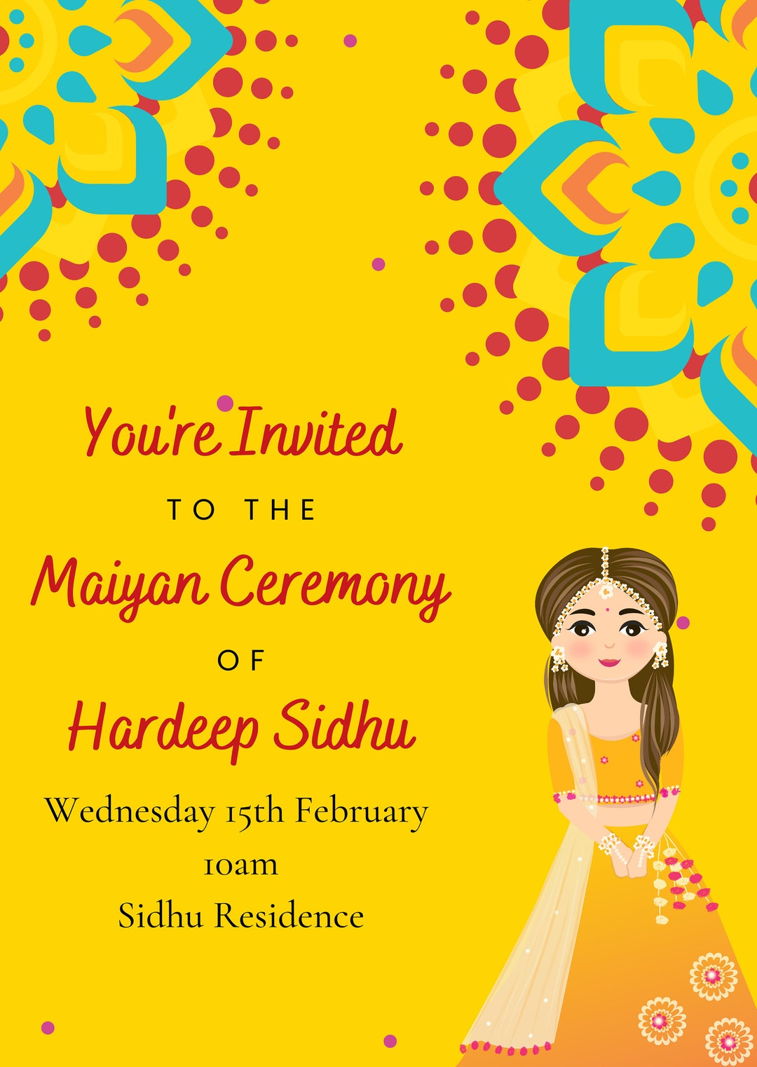 Maiyan Ceremony, Maiyan Invite, Haldi Template, Haldi Ceremony Invite ...