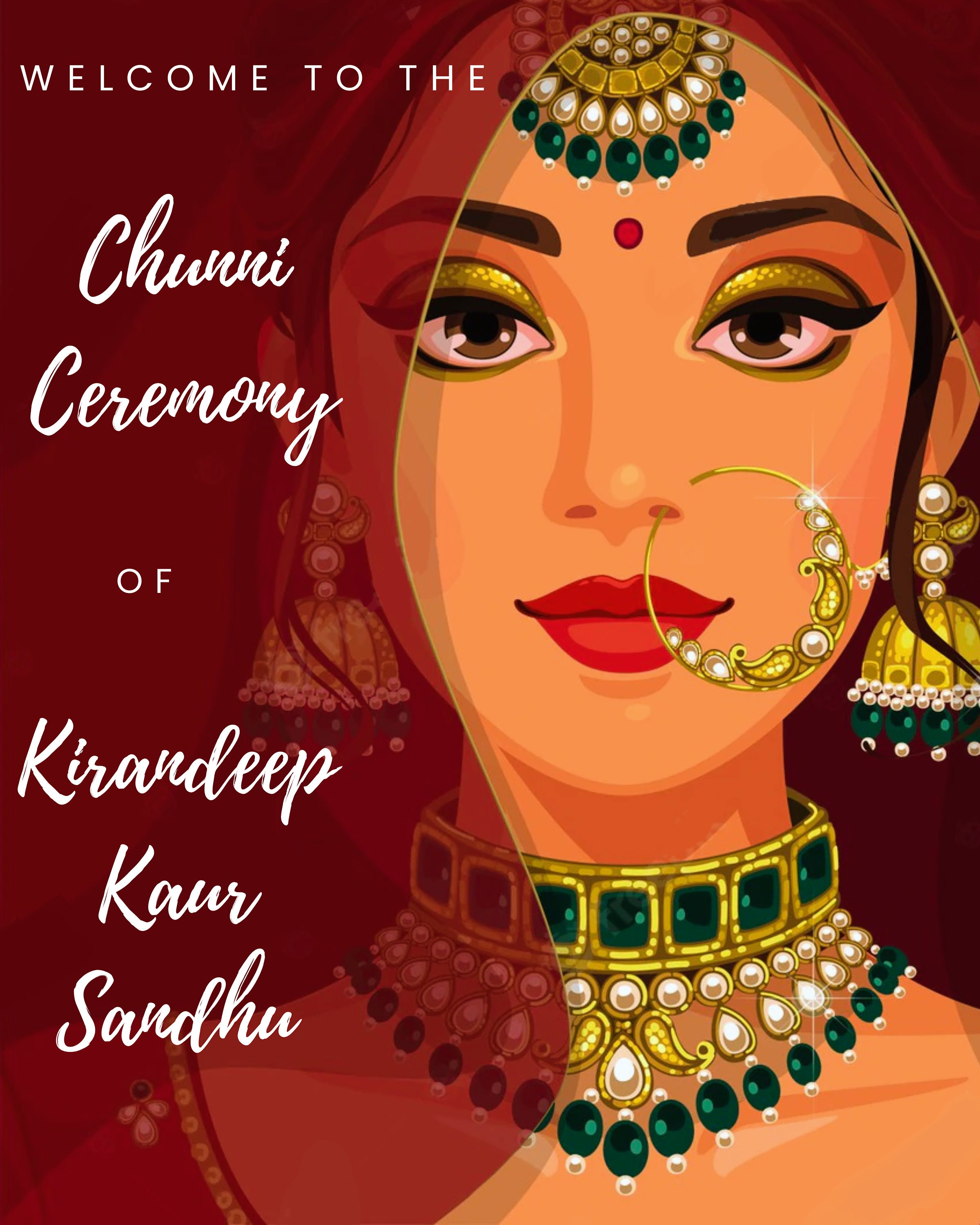 Chunni Welcome Signs Punjabi for Chunni Signages, Wedding Chunni ...