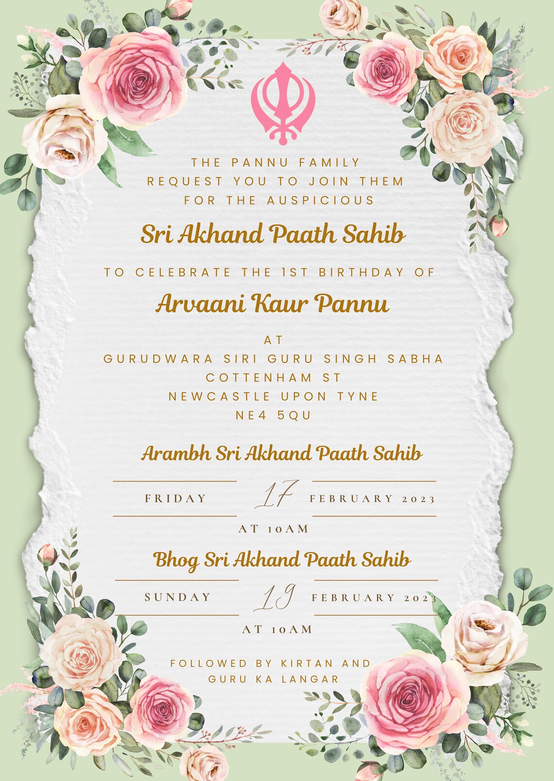 Akhand Path Invitation Sikh Invitations, Sri Akhand Path Sahib Invite ...