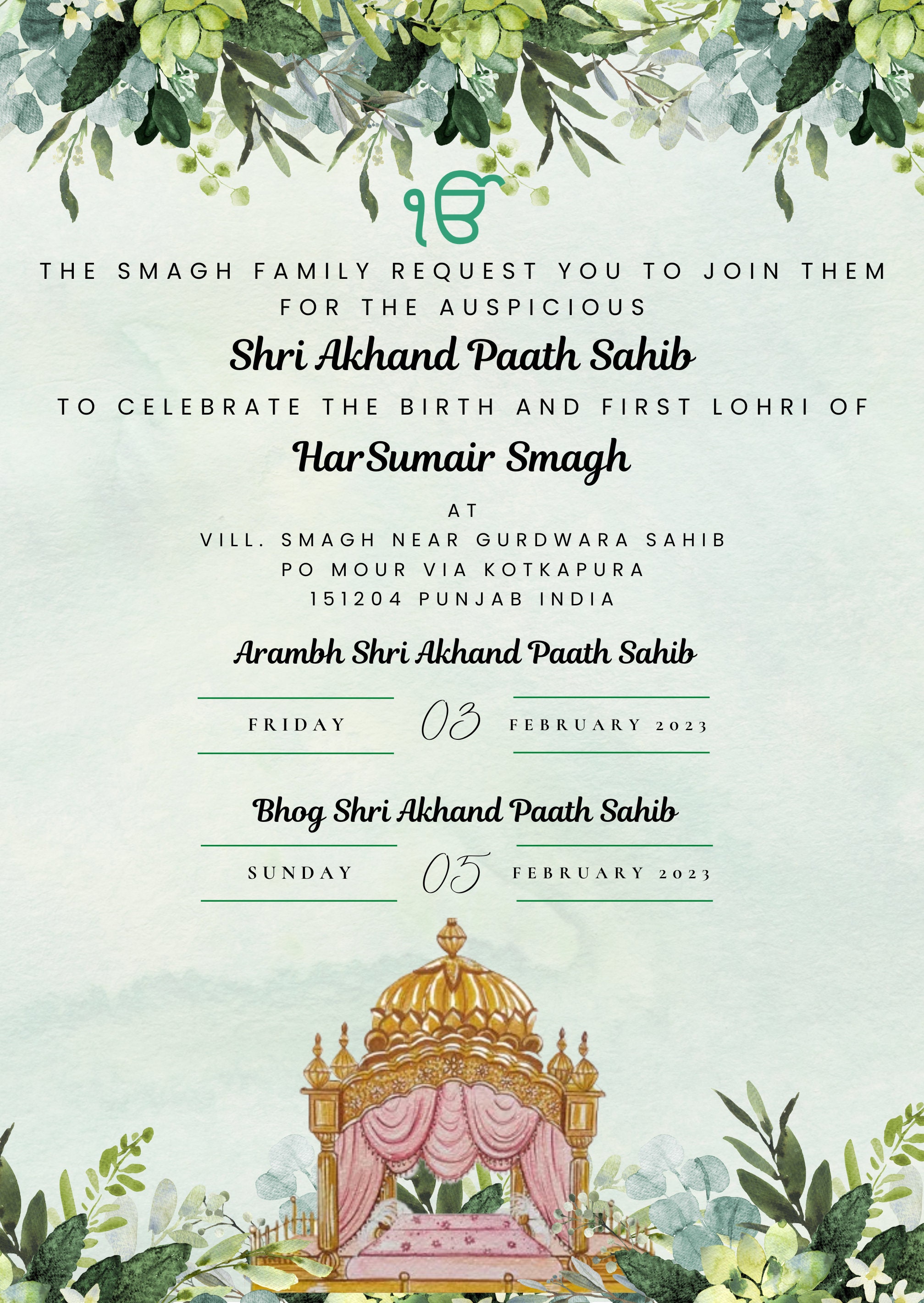 Akhand Path Invitation Sikh Invitations Sri Akhand Path Sahib - Etsy Canada