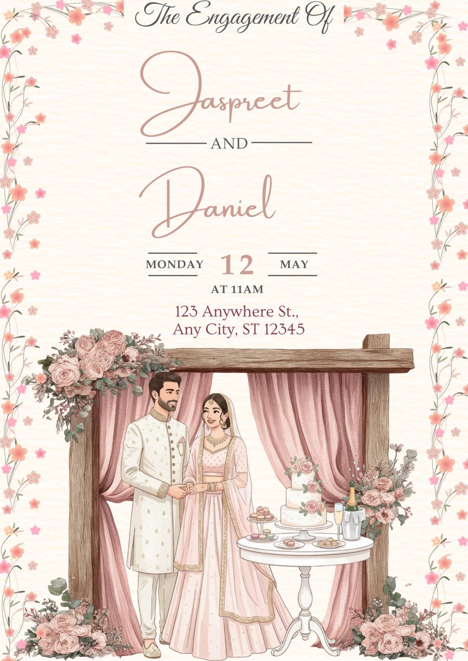 Engagement Invitation | Chunni Invitation | Kurmai and Chunni ...