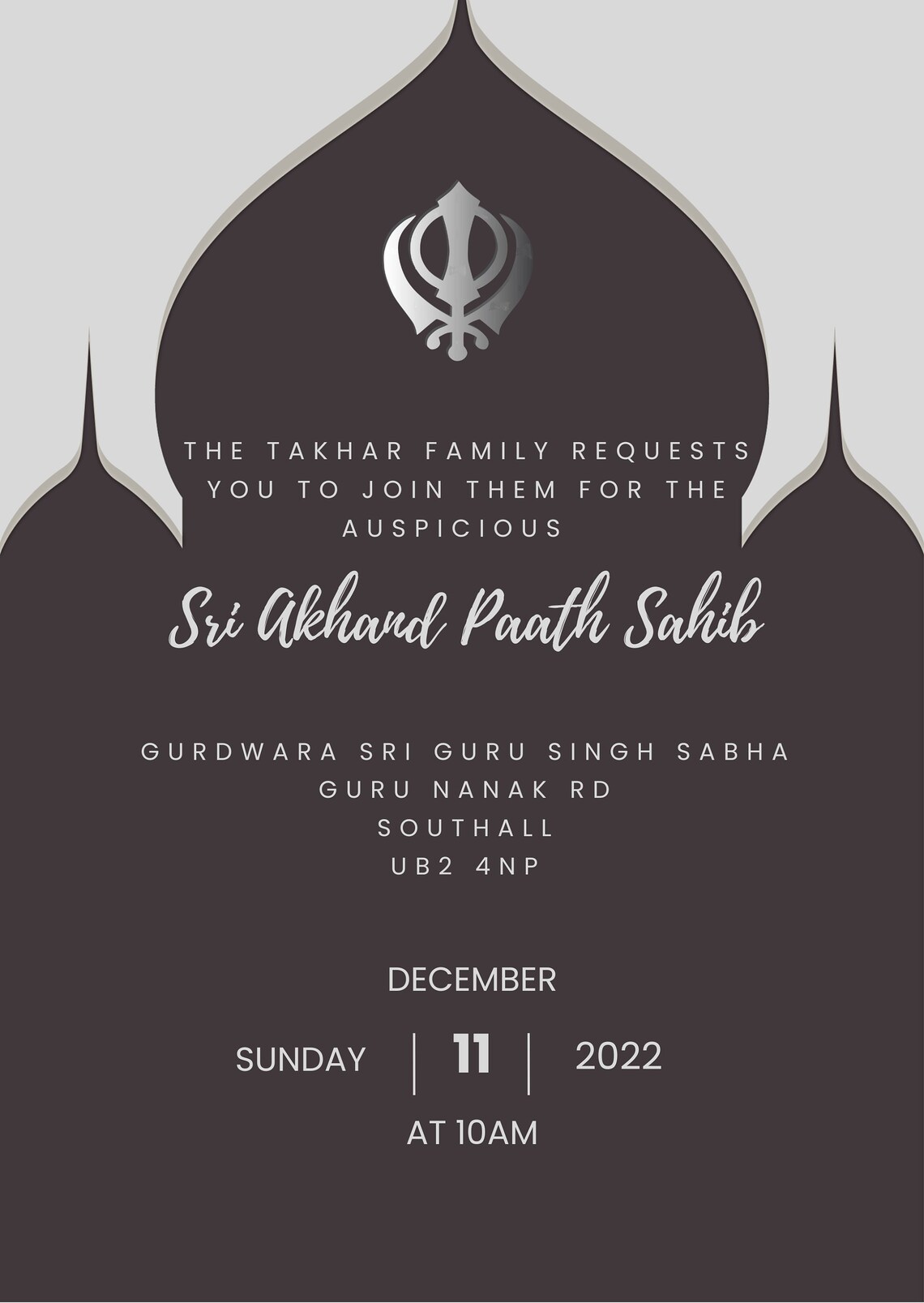 Akhand Path Invitation Sikh Invitations Sri Akhand Path Sahib - Etsy