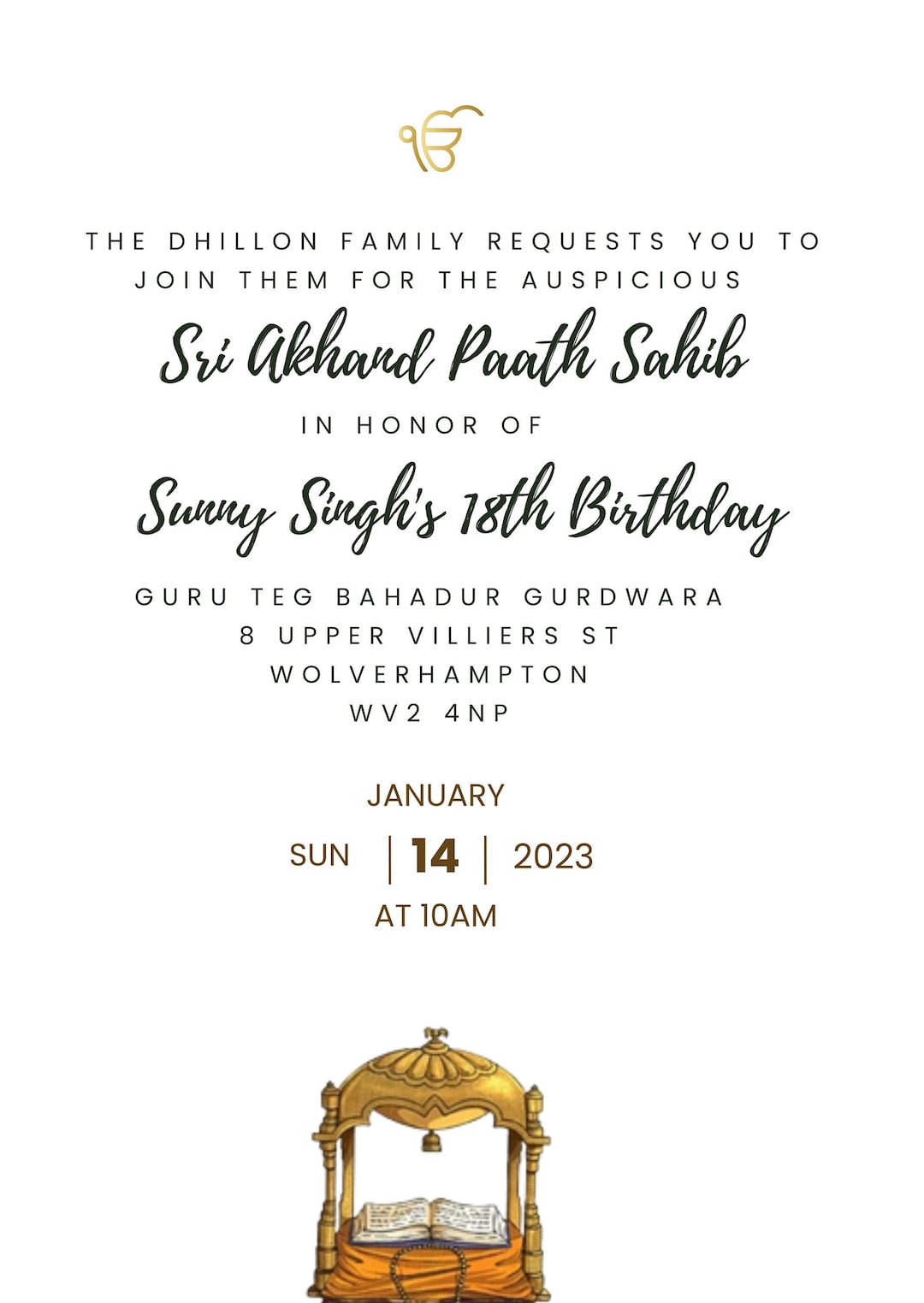 Akhand Path Invitation Sikh Invitations, Sri Akhand Path Sahib Invite ...