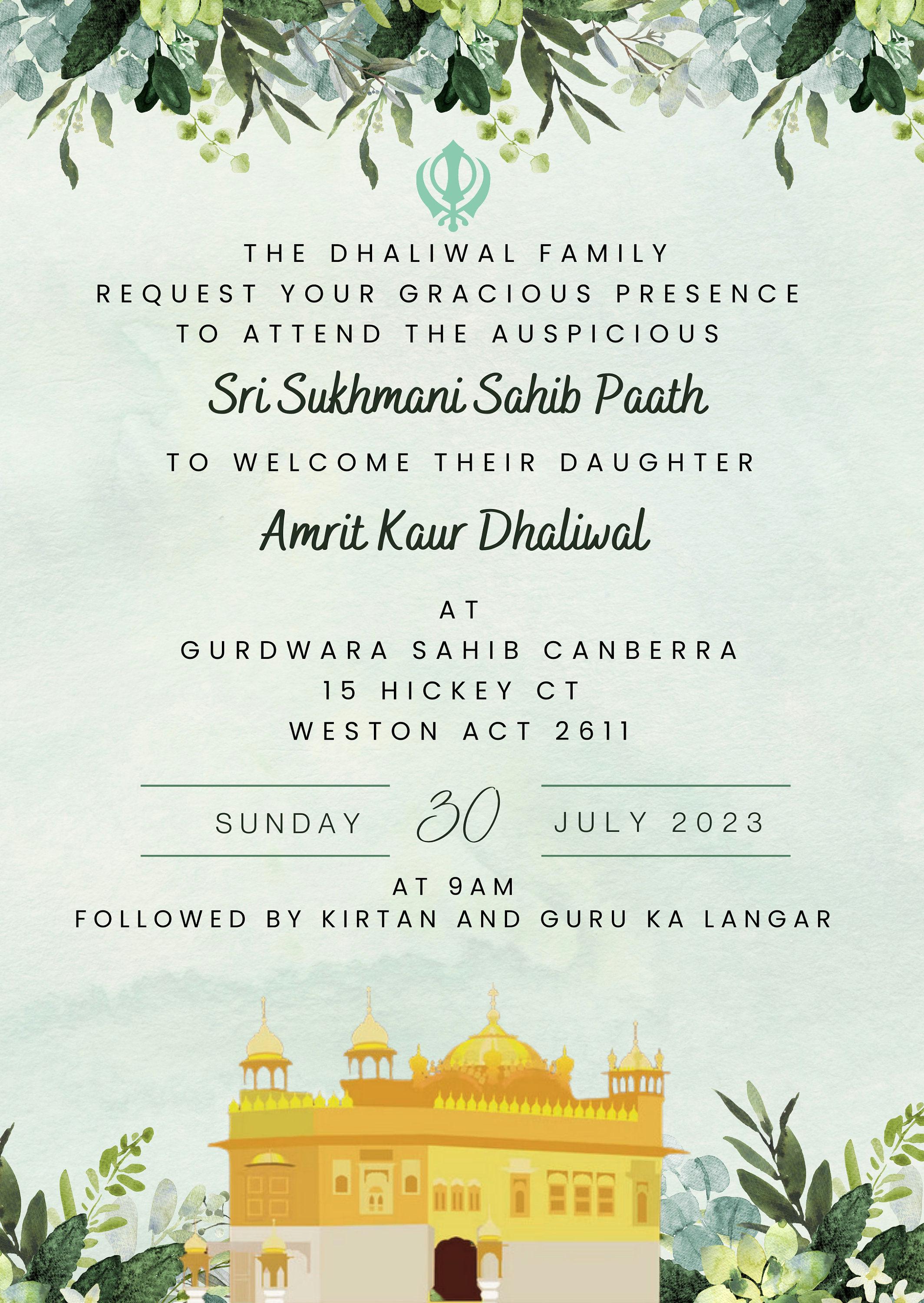 Sri Sukhmani Paath Invites - Sukhmani Sahib Invites - Sri Sukhmani ...