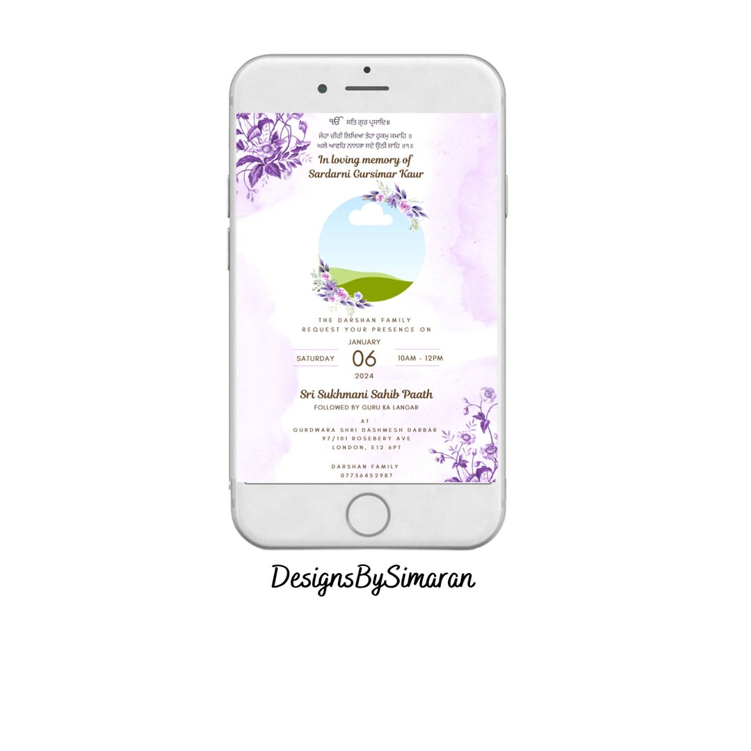 First Barsi Invite | Indian Funeral Invitation | Punjabi Funeral ...