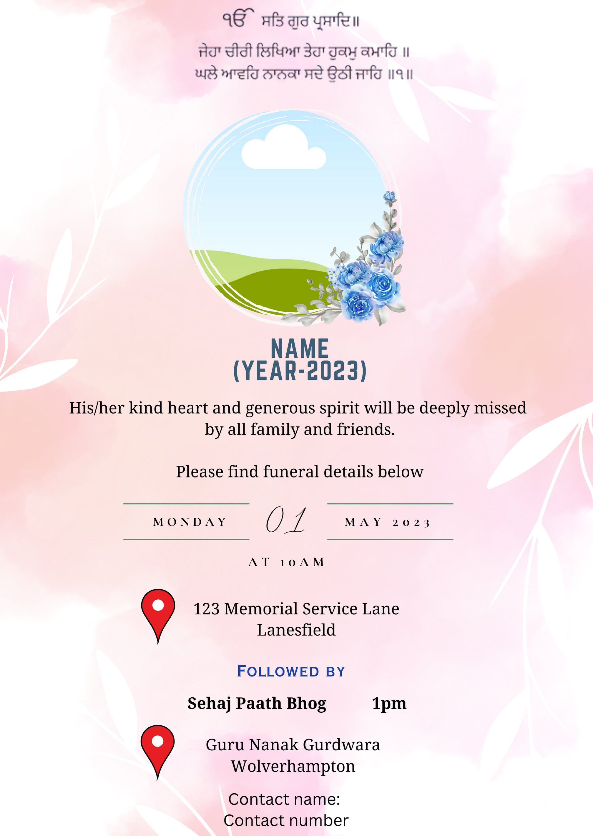 Sikh Funeral Invite | Indian Funeral Invitation | Punjabi Funeral ...