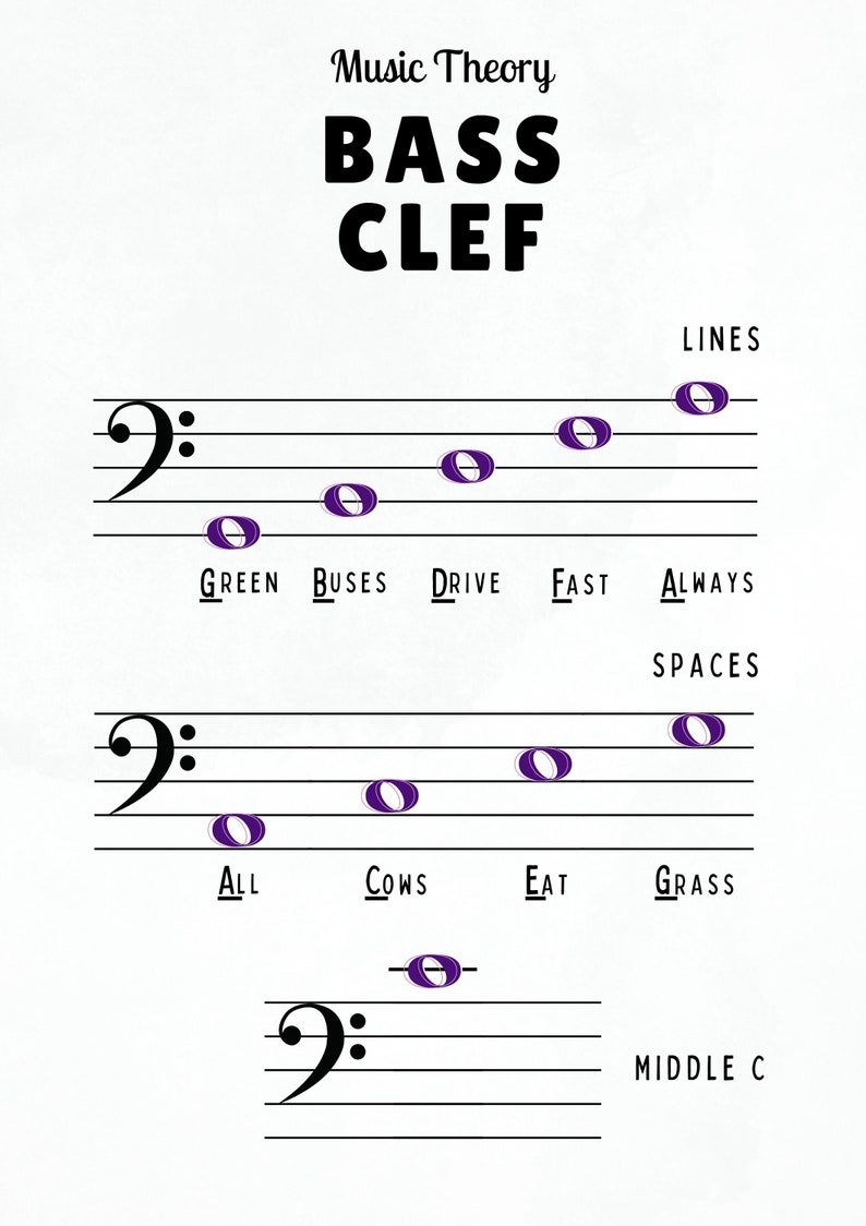 Bass Clef Poster for Music Theory - Etsy
