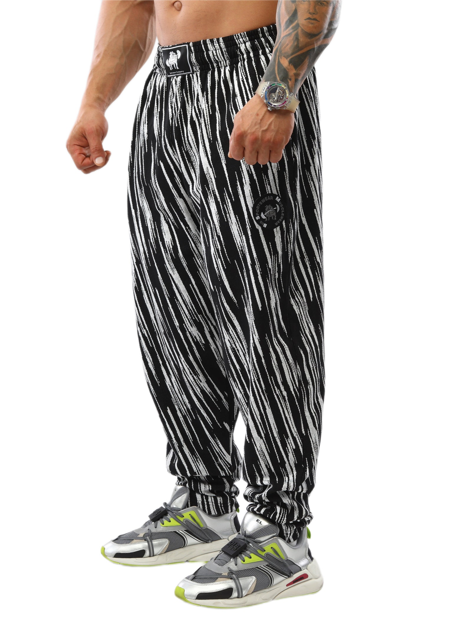 Men's Baggy Sweatpants With Zippered Pockets , Oldschool Gym Muscle ...