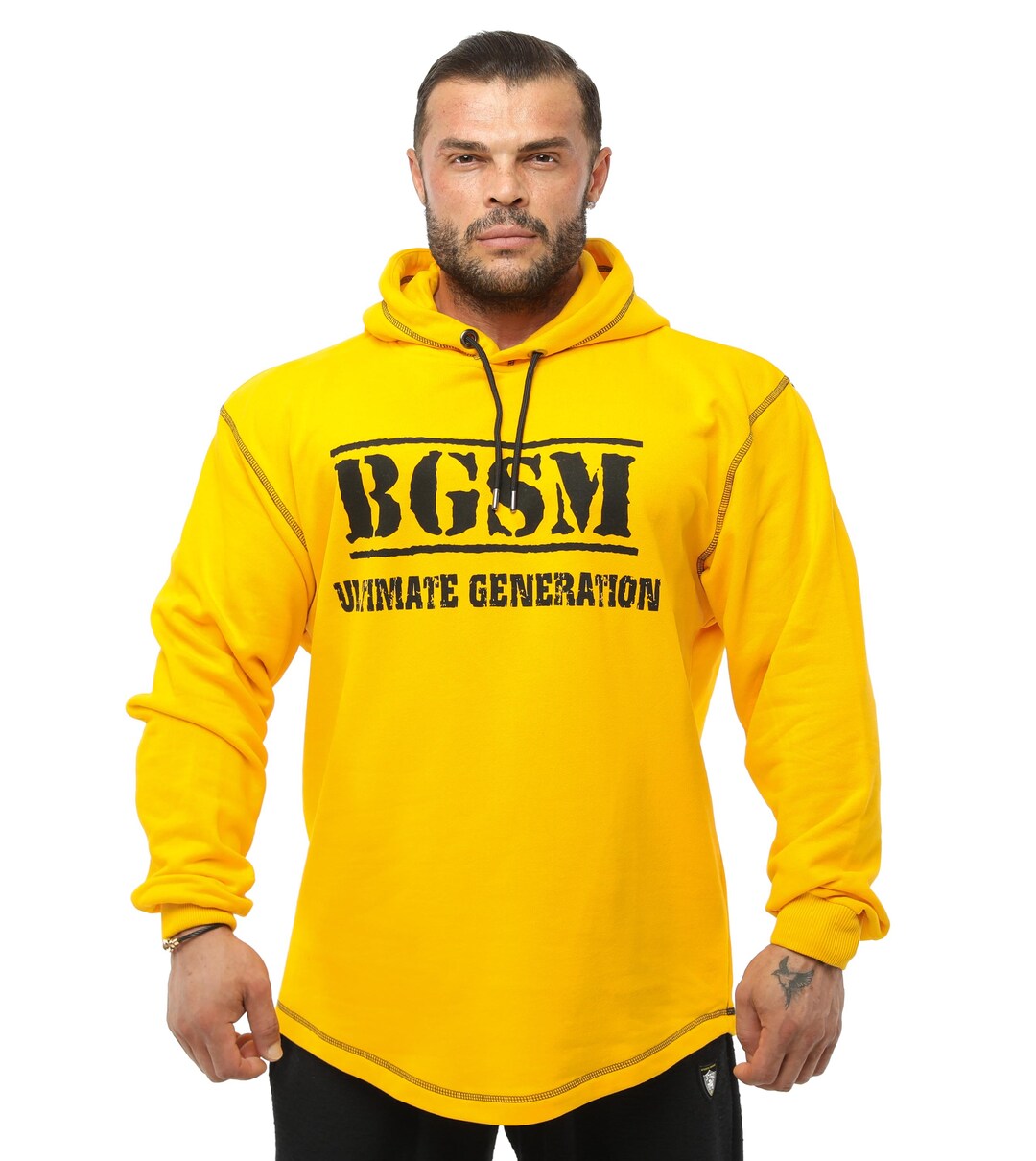 Men's Yellow Gym Hoodie | BGSM Ultimate Generation Bodybuilding ...