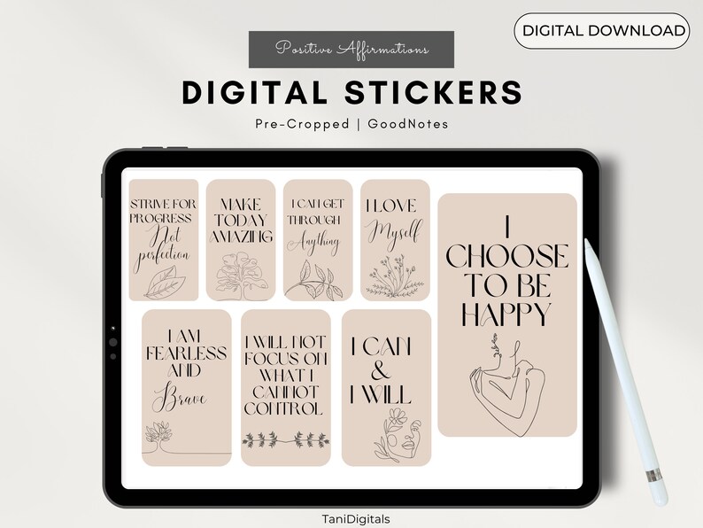 Affirmation Stickers Digital Collection - Positive Words and ...