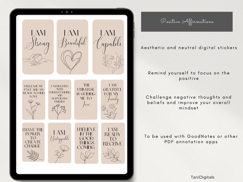 Affirmation Stickers Digital Collection - Positive Words and ...