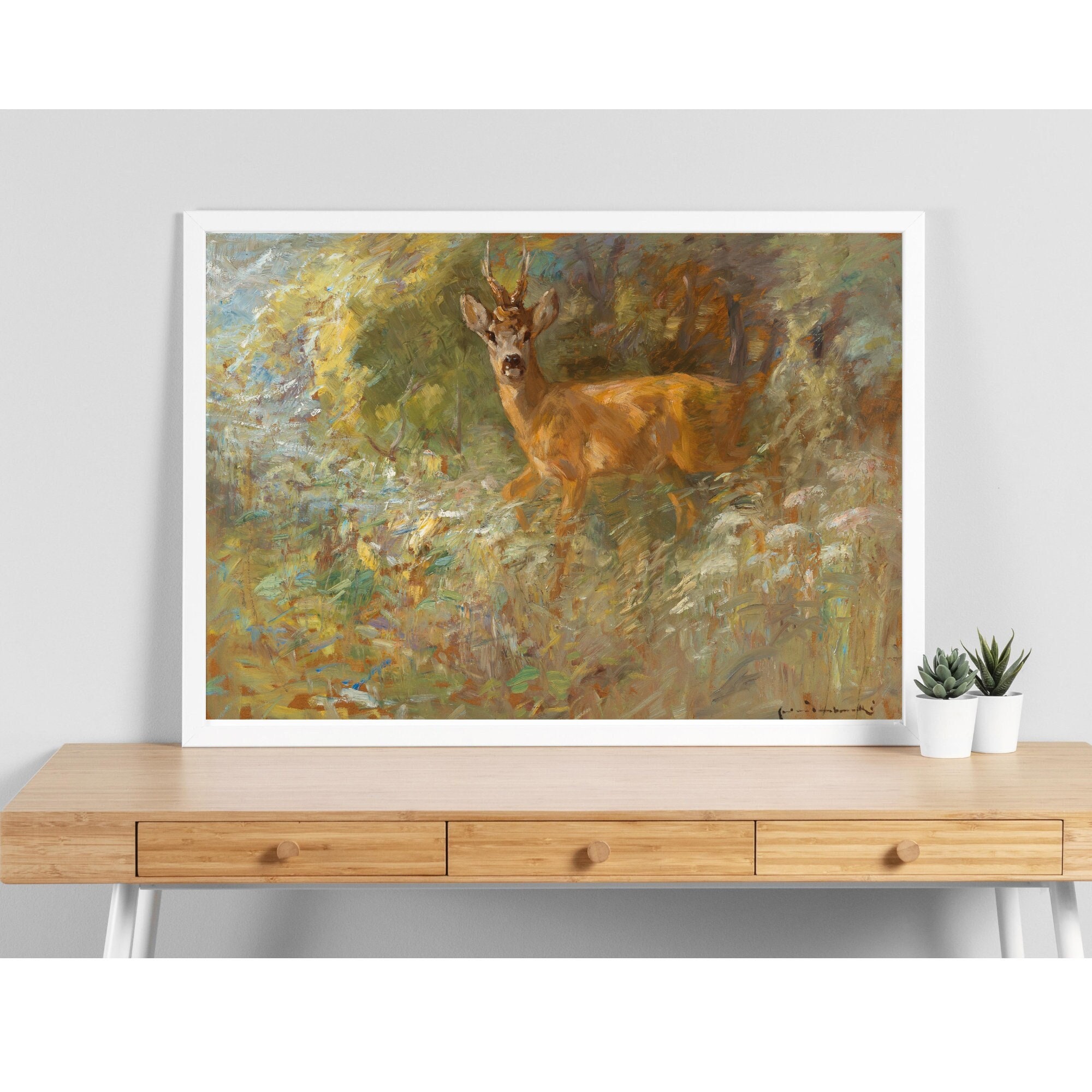 Rustic Deer Wall Art Rustic Deer Print Minimalist Art Log - Etsy