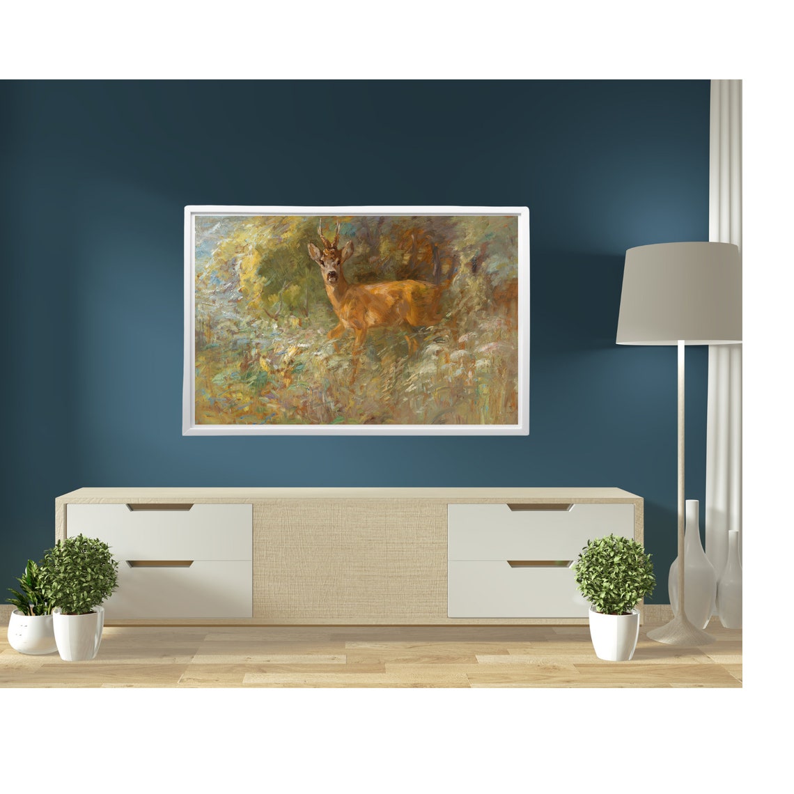Rustic Deer Wall Art Rustic Deer Print Minimalist Art Log - Etsy