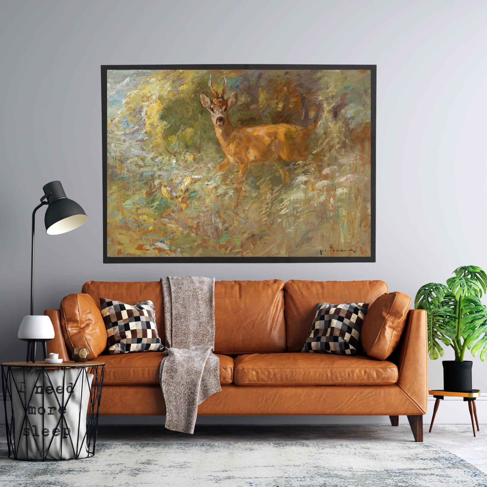 Rustic Deer Wall Art Rustic Deer Print Minimalist Art Log - Etsy