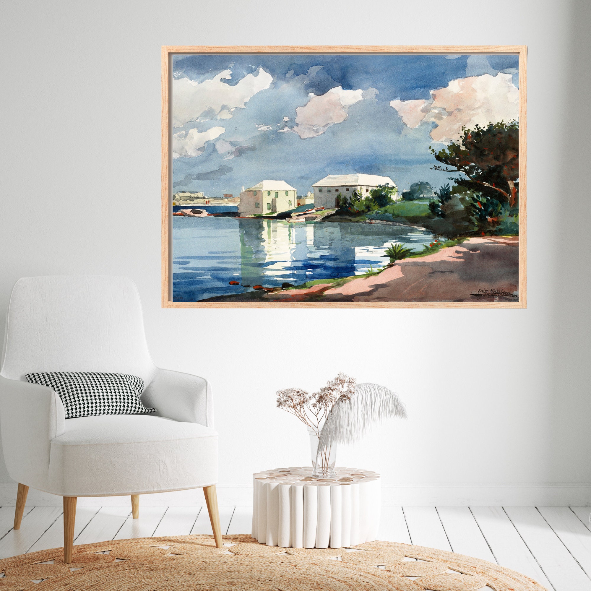 Bermuda Coastal Landscape Art, Tropical Beach Painting, Bermuda Ocean ...