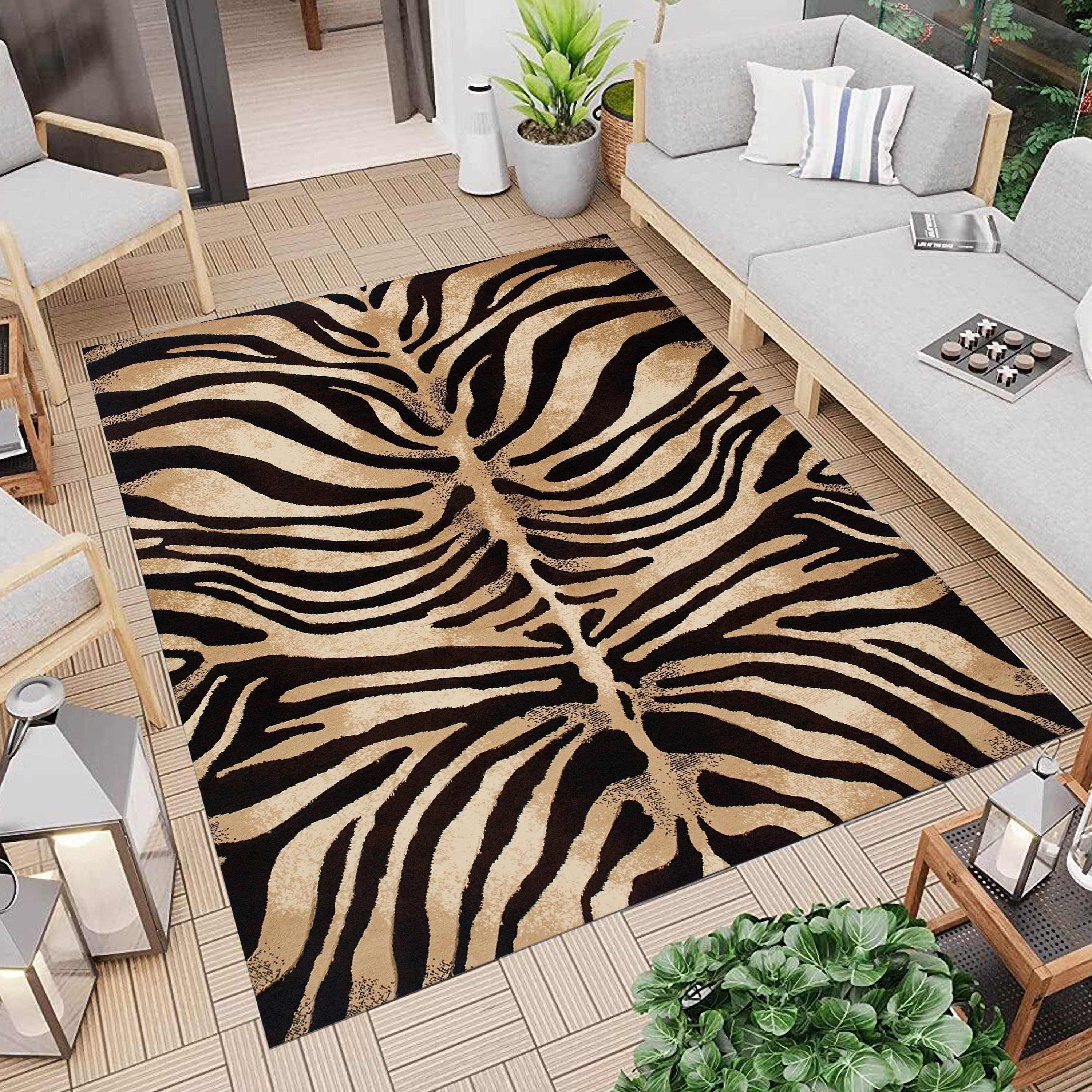 Brown Zebra Print Rug