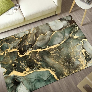 Green Marble Rug Liquid Paint Rug Marble Rugabstract Art - Etsy