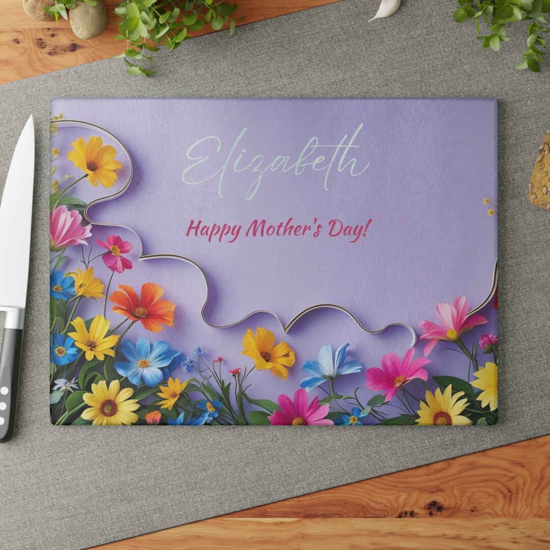 Personalized Glass Cutting Board, Custom Mother's Day Gift With Name ...