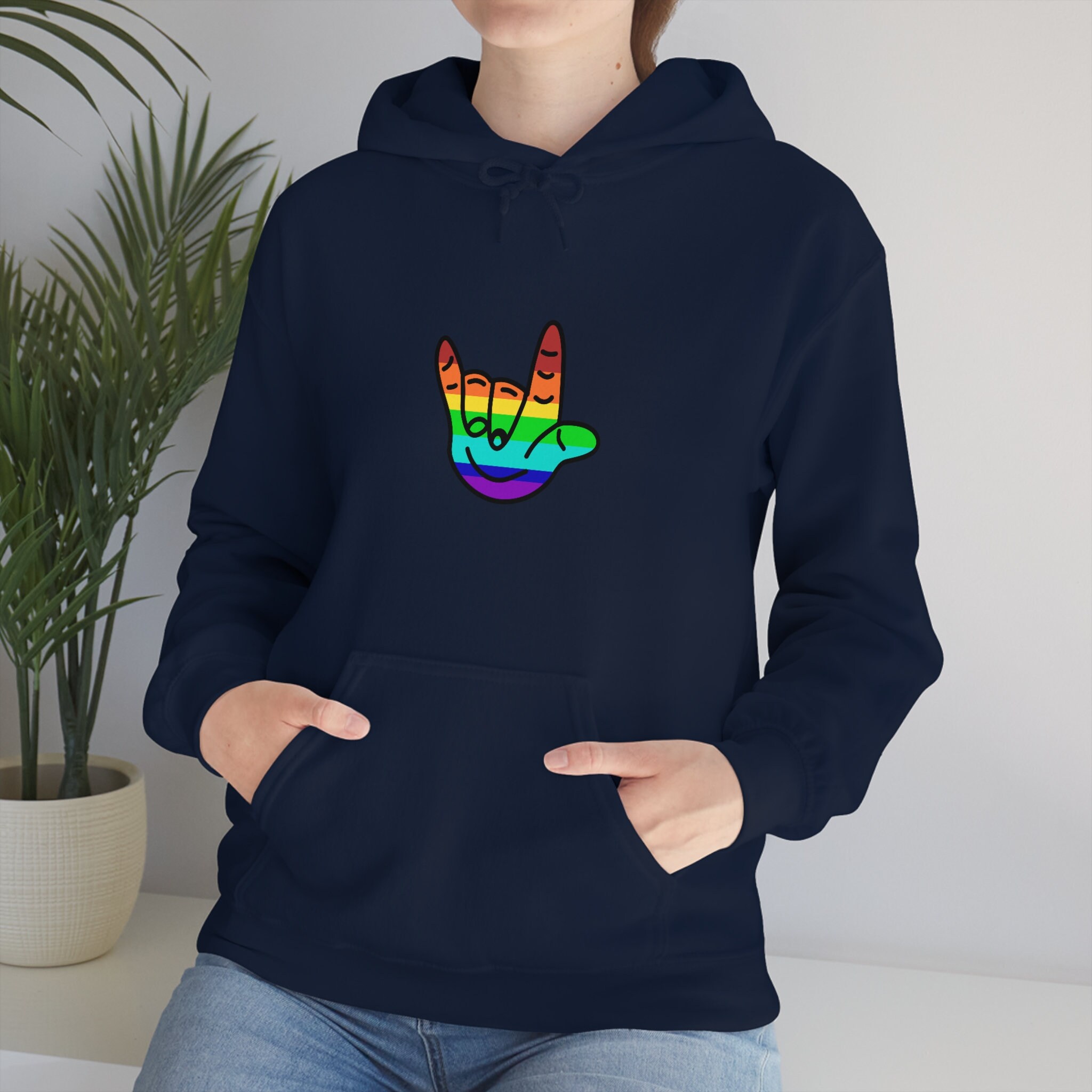 Rainbow ASL Sign Hoodie, I Love You Unisex Heavy Blend Hooded ...