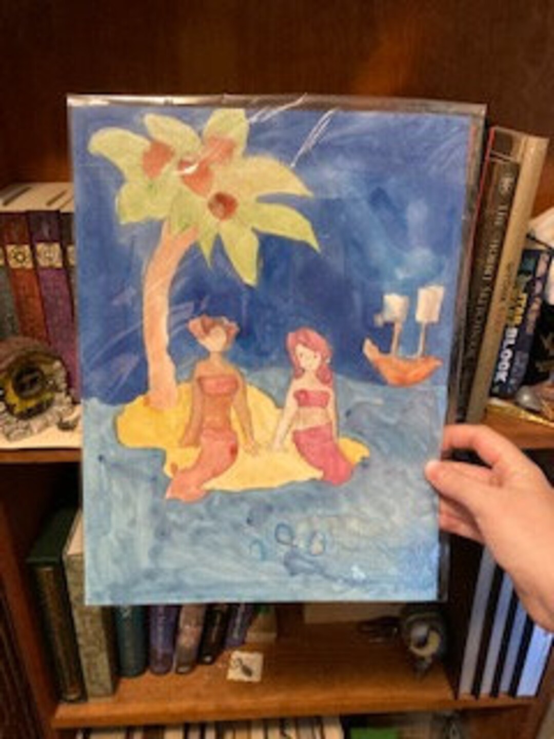 Mermaids Original Double Sided Watercolor Painting, Reversible Painting ...
