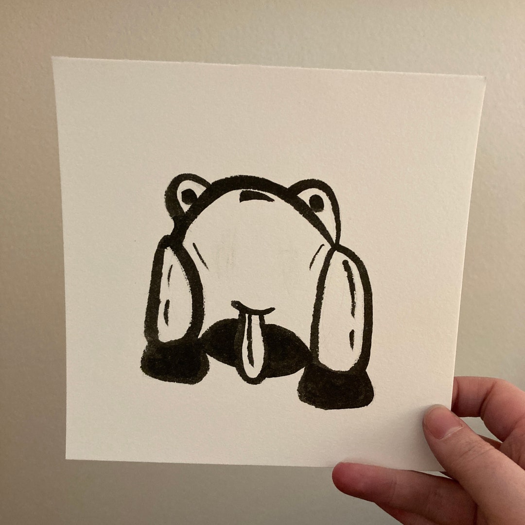 Cute Frog 8x8 Original Ink Painting, Frog Lover Artwork, Monochrome ...