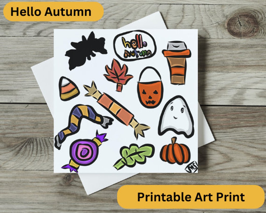 Hello Autumn Printable Art Print, Digital Poster, Printable Wall Art ...