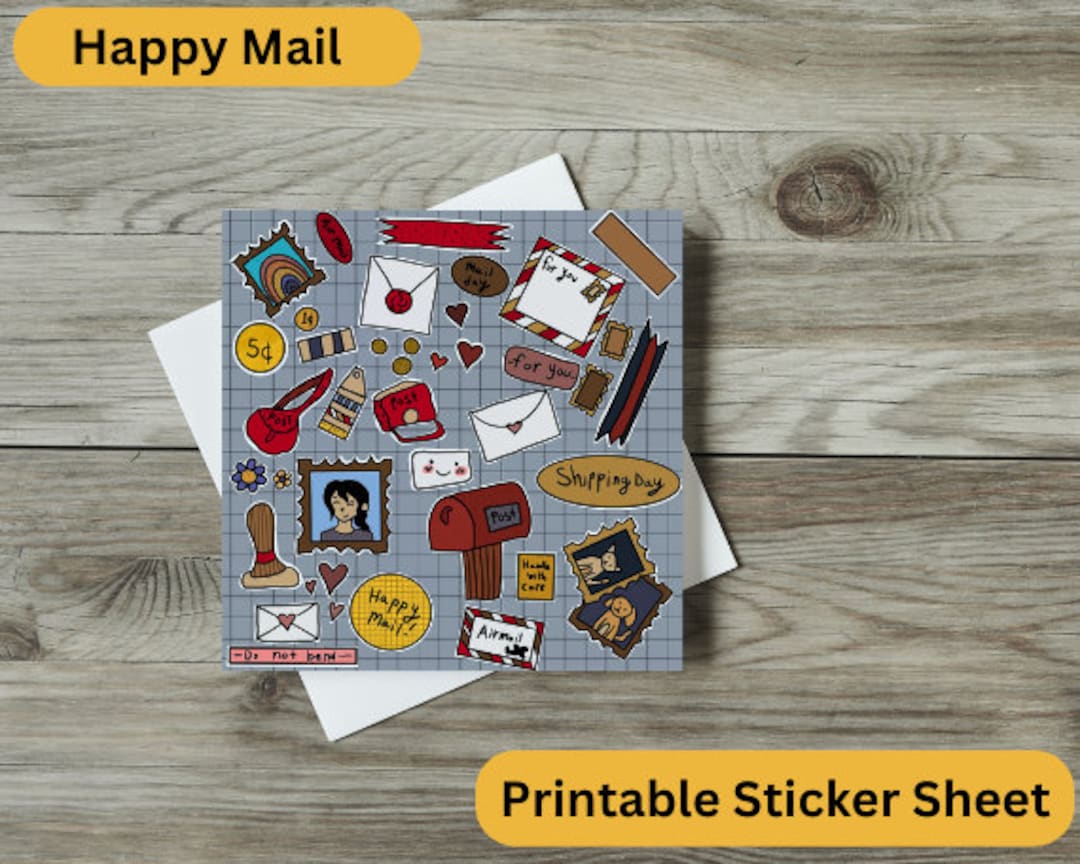 Printable Happy Mail Stickers Digital Sticker Bundle, Bujo Template ...