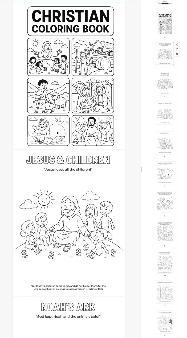 Christian Coloring Book for Kids - Printable Digital Download PDF - Etsy