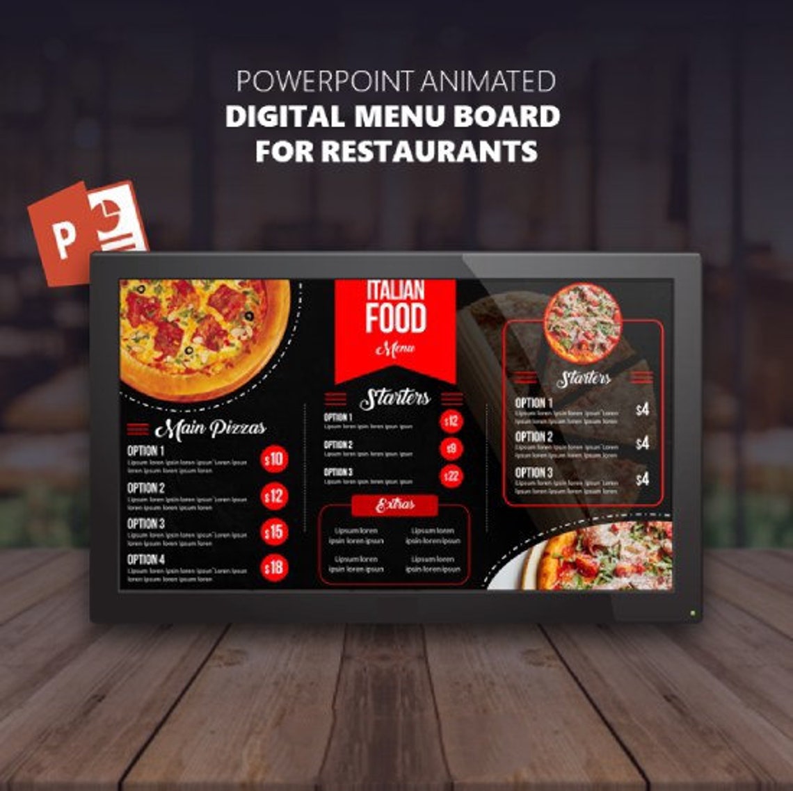 Single Page Restaurant Menu #1 – Digital Signage Powerpoint Animated ...