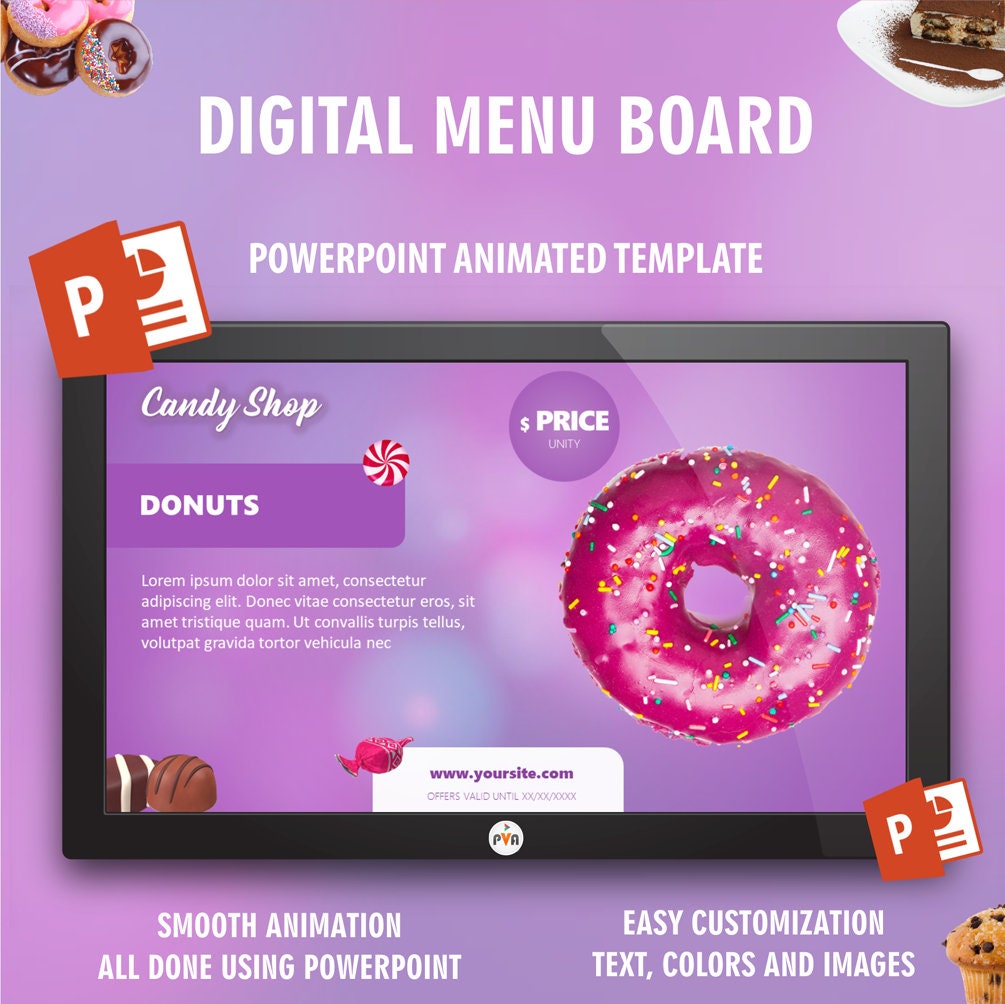 Candy Store Powerpoint Animated Template digital Food Menu Board - Etsy