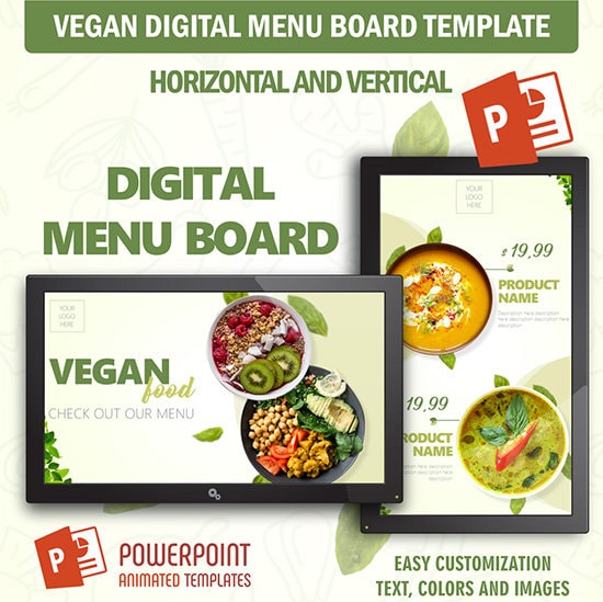 Vegan Menu Powerpoint Animated Template restaurant Food Menu Board - Etsy