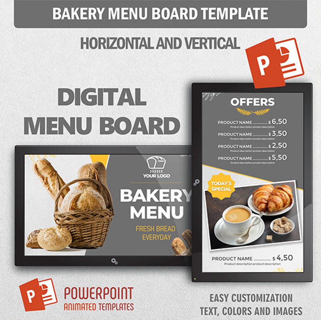 Bakery Menu Digital Signage Powerpoint Animated Template Restaurant ...