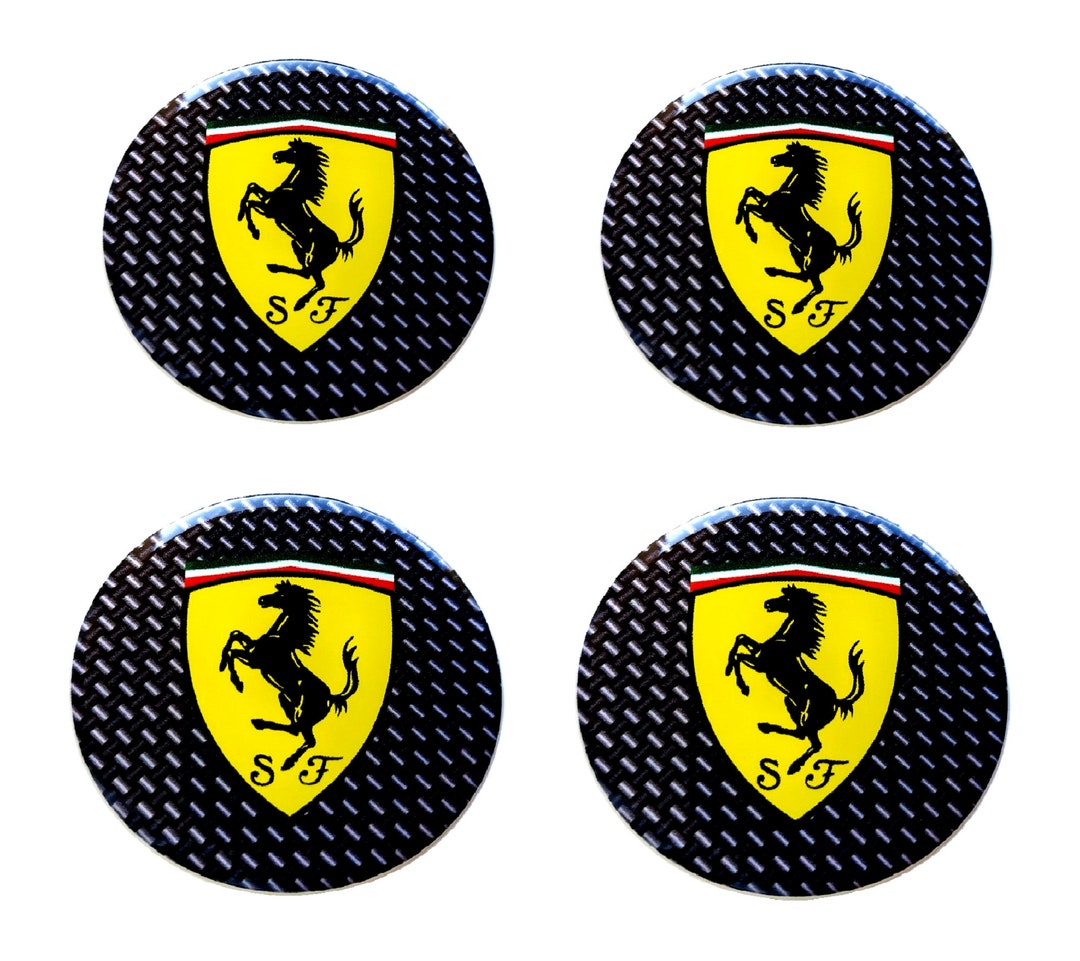 Ferrari, Resin Domed Stickers: Center Wheel Caps, Carbon Look, 20-80mm ...