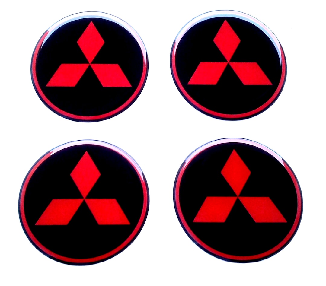 Set of 4 Pcs. Mitsubishi Center Wheel Caps Logo Resin Domed Stickers ...