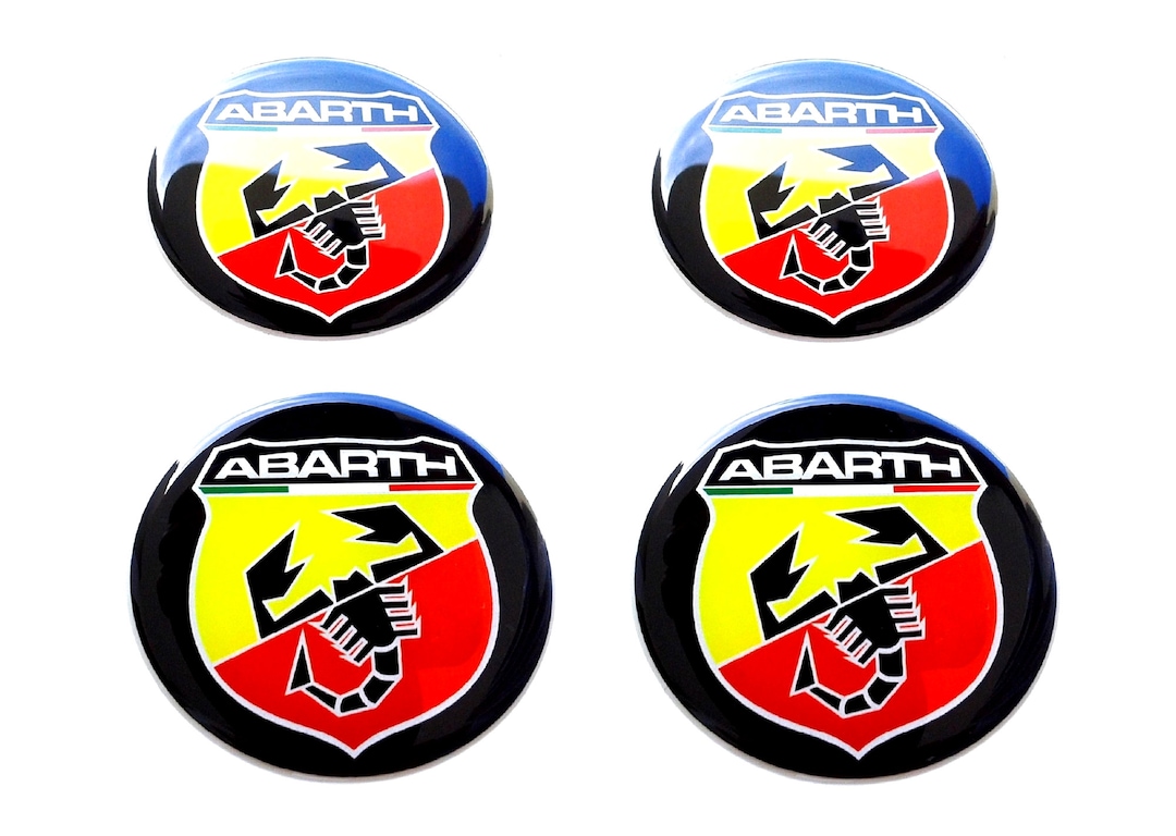 Set of 4 Pcs. Abarth Center Wheel Caps Logo Resin Domed Stickers Decals ...