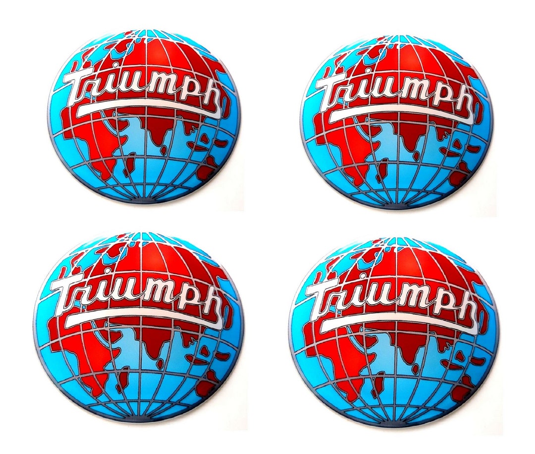 Triumph, Resin Domed Stickers: Wheel Center Caps, Globe, 20-80mm, (set ...