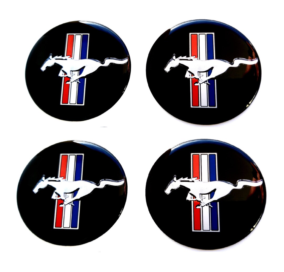 Set of 4 Pcs. Mustang Center Wheel Caps Logo Resin Domed Stickers ...
