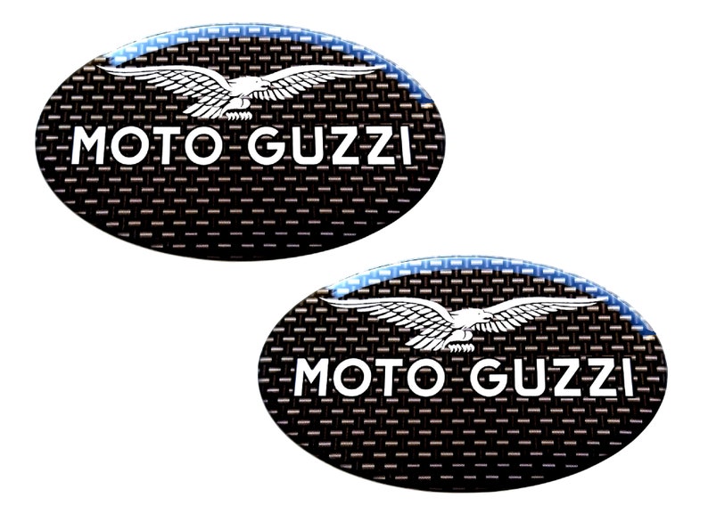 Set of 2 Pcs. Moto Guzzi Logo Resin Domed Stickers Decals Carbonlook - Etsy