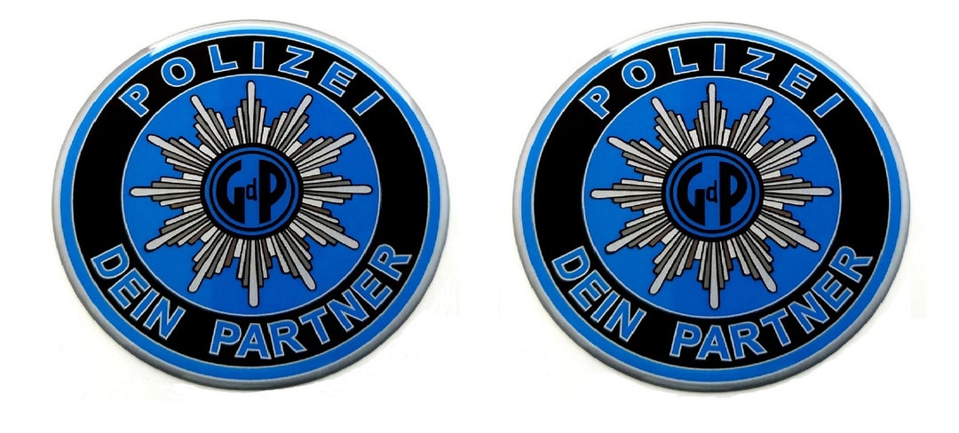 Set of 2 Pcs. Polizei Dein Partner Resin Domed Stickers Decals - Etsy