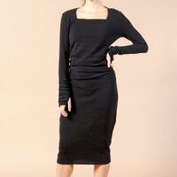 Off Black Leg Cut Out Dress / Black Asymmetric Dress / Asymmetric ...