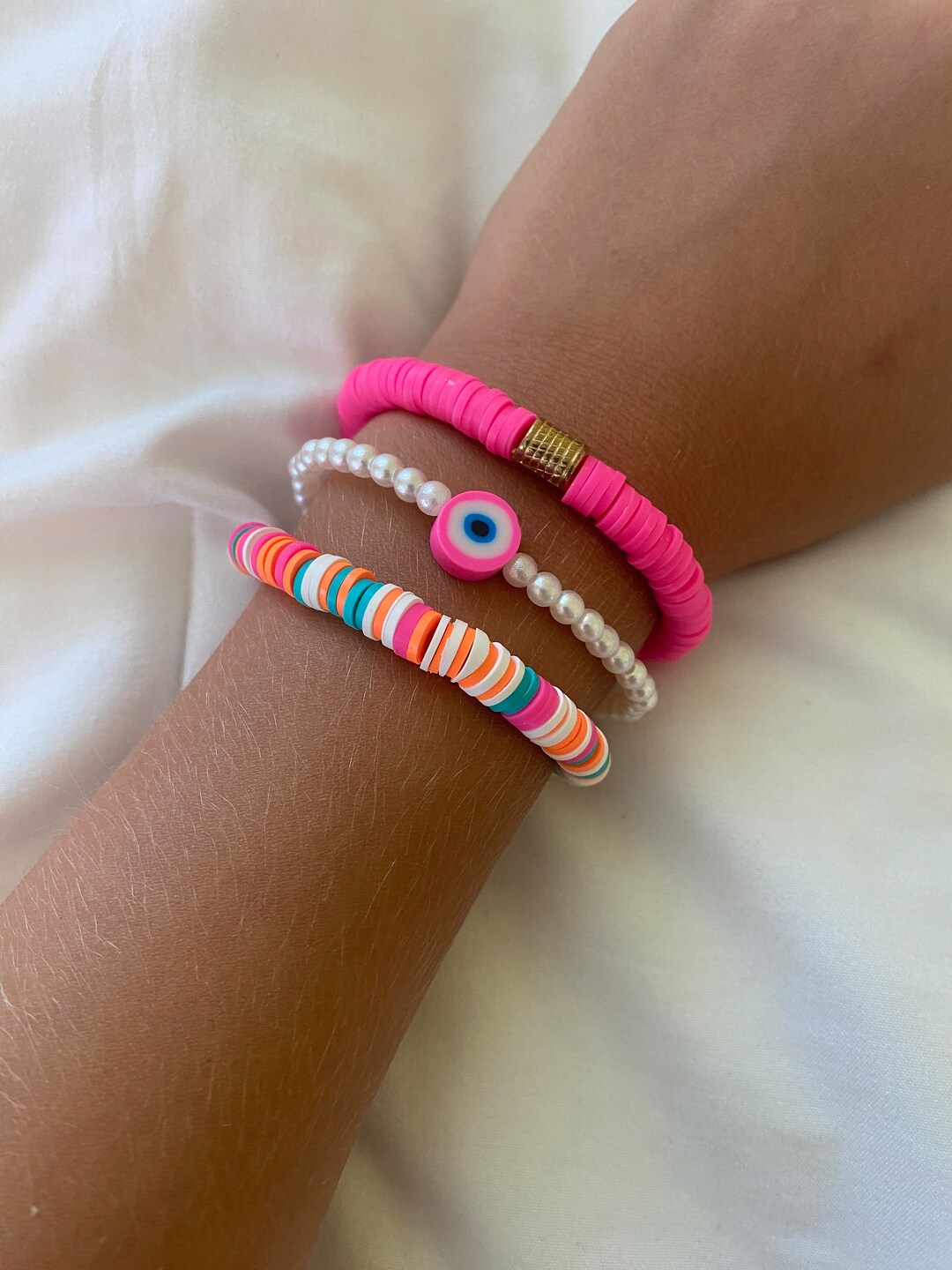 Preppy Clay Bead Bracelet Stack - Etsy