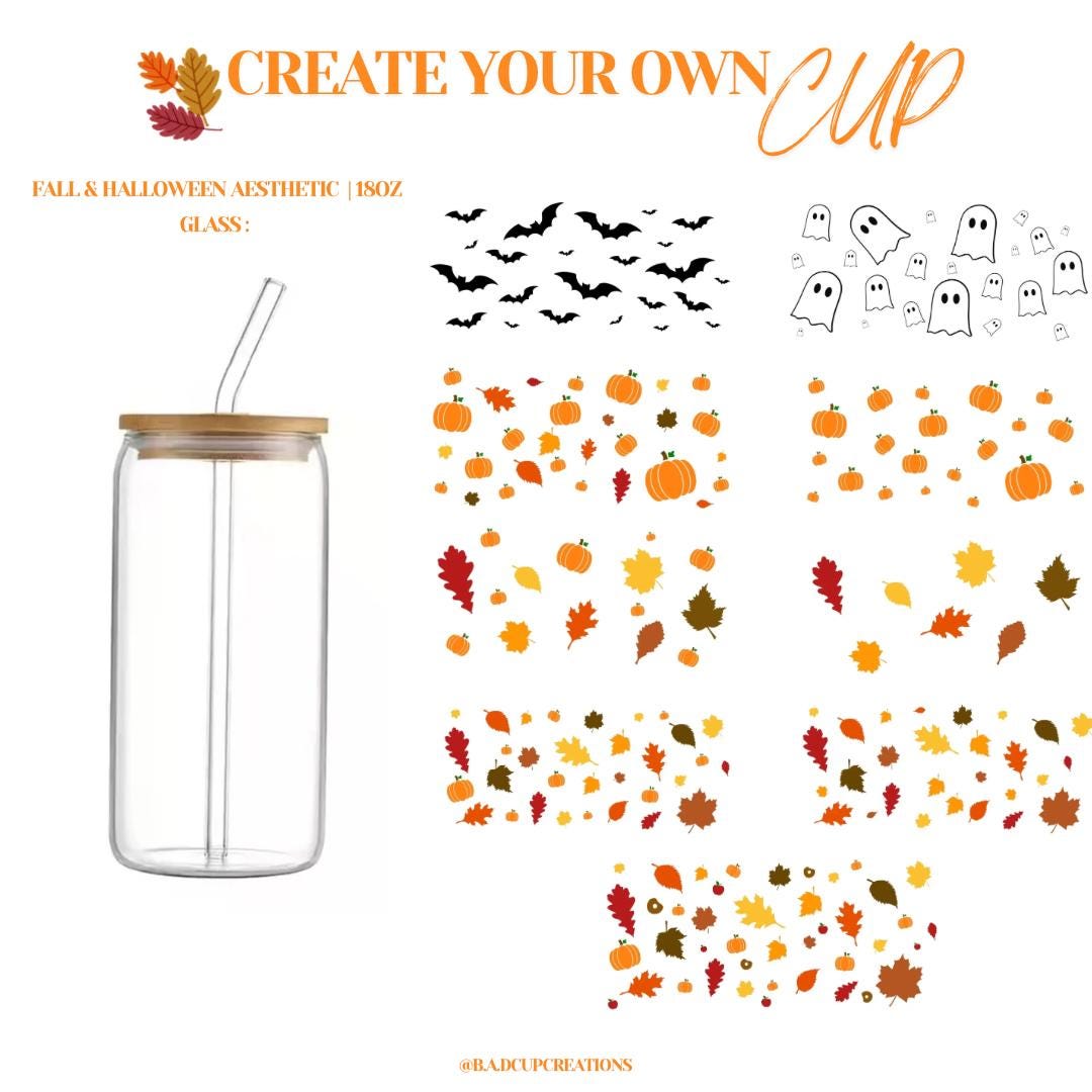 Fall Aesthetic I Create Your Own Cup I 18oz Glass Cup - Etsy
