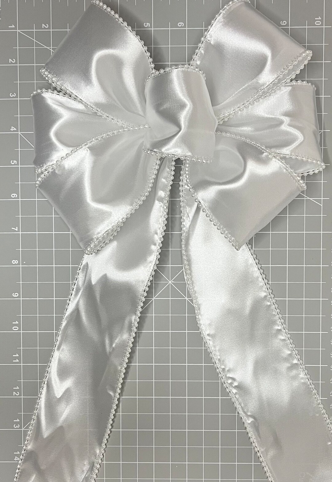 White, Bead Trim Bow for Wreaths, Swags, Lanterns, Gift Baskets ...