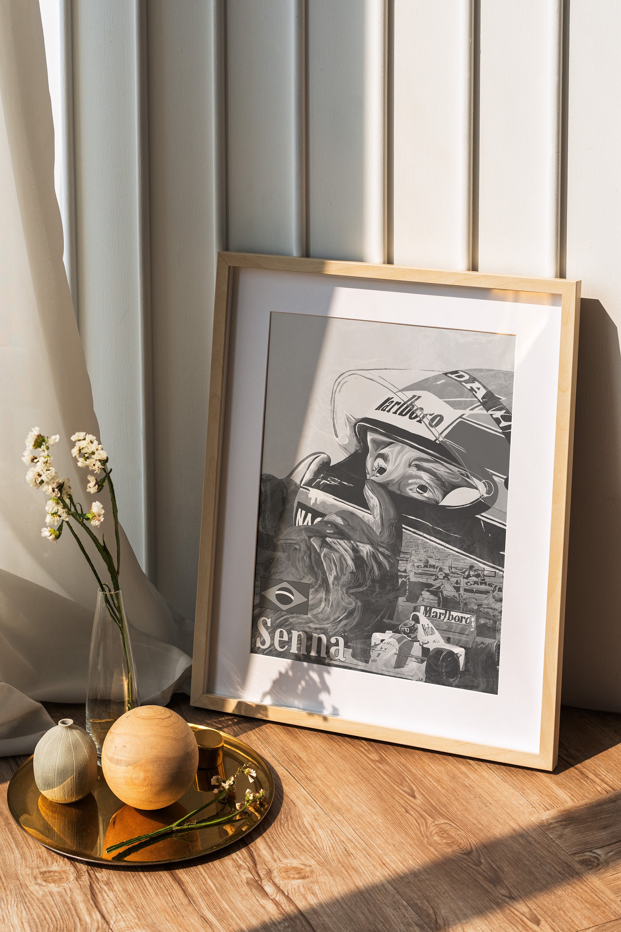 Monochrome Senna F1 Portrait | Black and White Printable Formula 1 ...