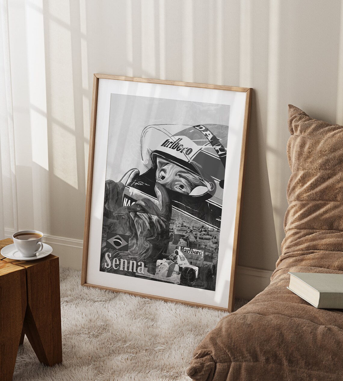 Monochrome Senna F1 Portrait Black and White Printable - Etsy