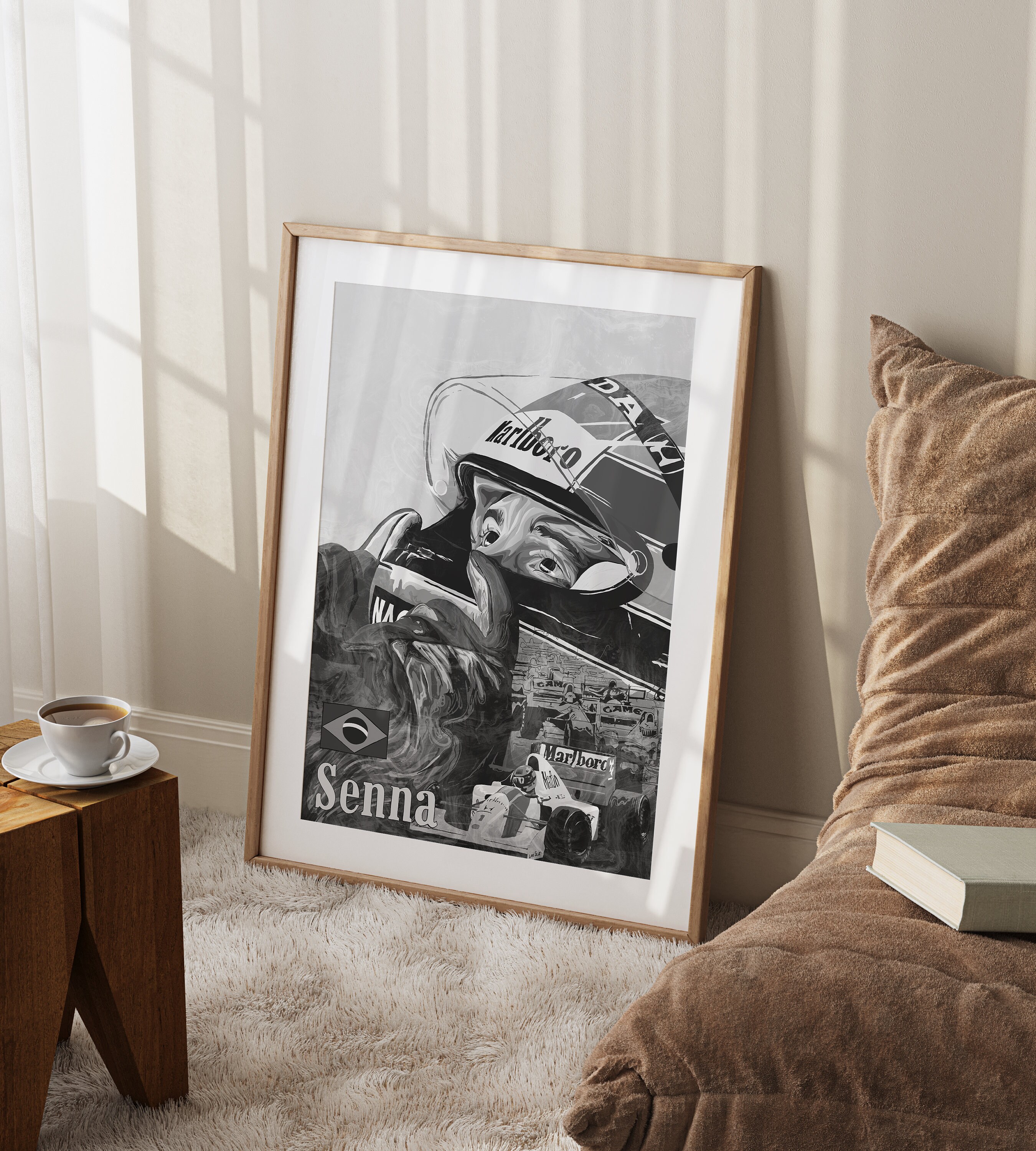 Monochrome Senna F1 Portrait | Black and White Printable Formula 1 ...