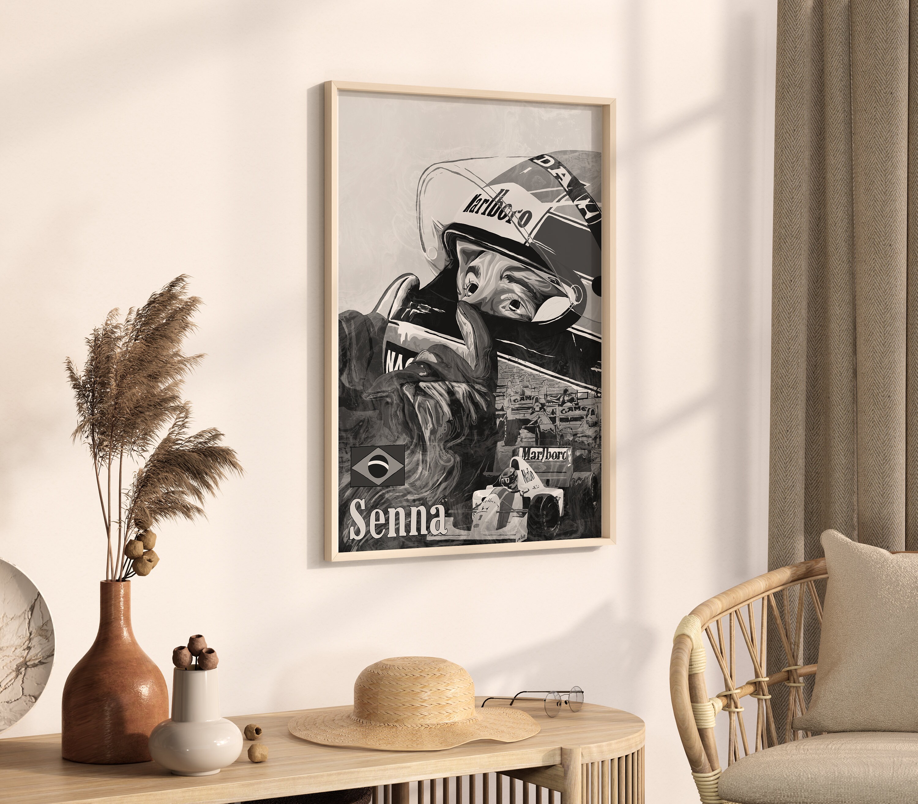 Monochrome Senna F1 Portrait | Black and White Printable Formula 1 ...