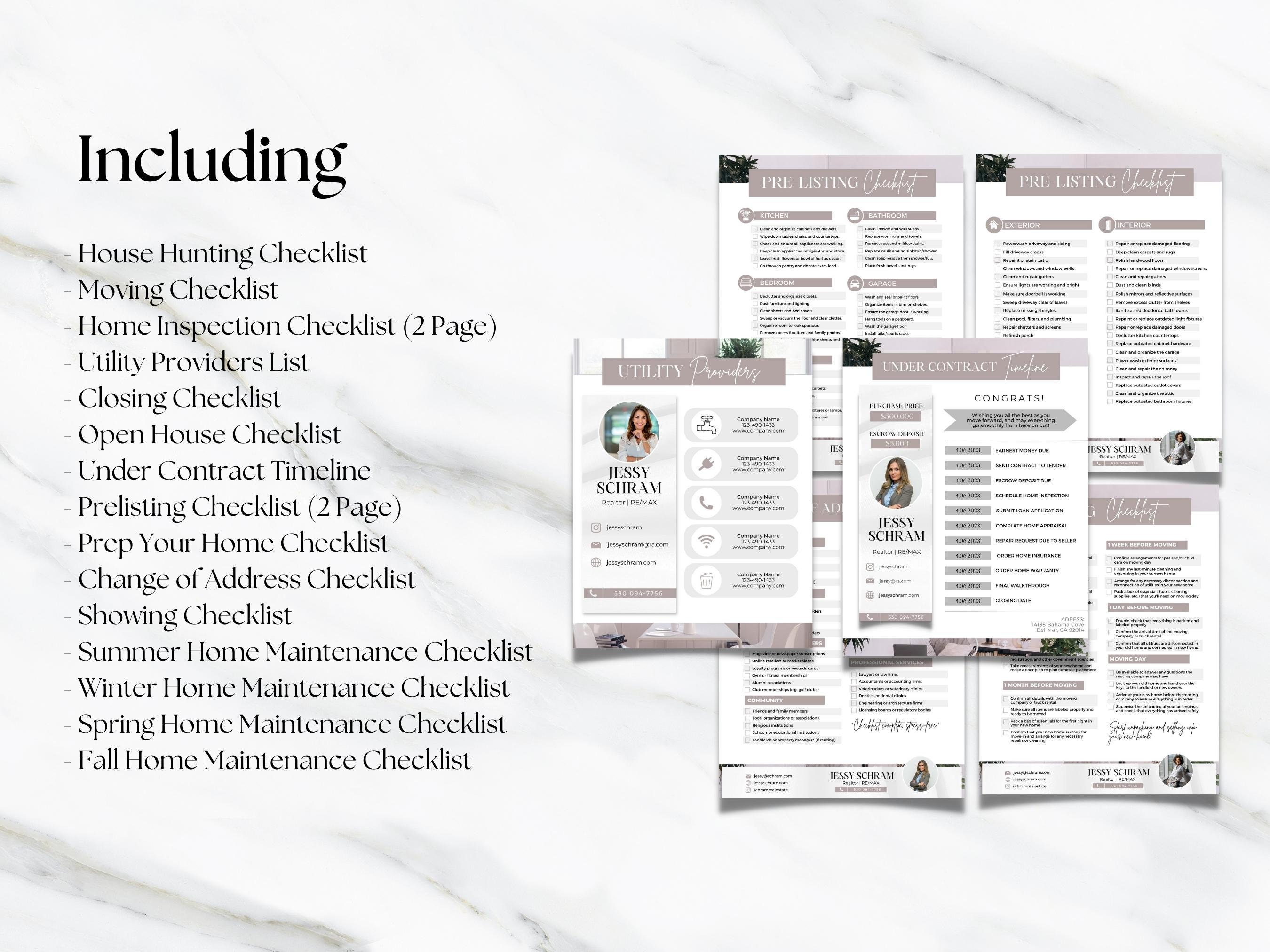 Beige Checklist Bundle Canva Template Home Seller Real Estate Beige ...